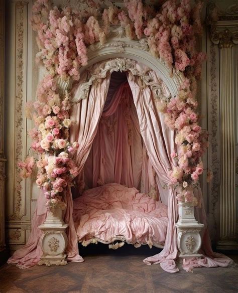 Elaborate Bed With Pink Flowers Dream Bedroom Inspiration