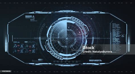 추상 가상 그래픽 터치 사용자 인터페이스 미래지향적인 인터페이스가 있는 스카이파이 헬멧 군사 레이더 화면 대시보드 대화형 대상