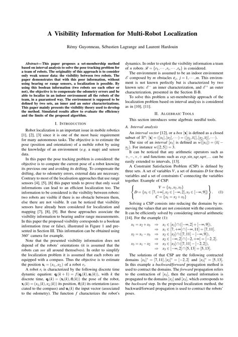 Pdf A Visibility Information For Multi Robot Localization