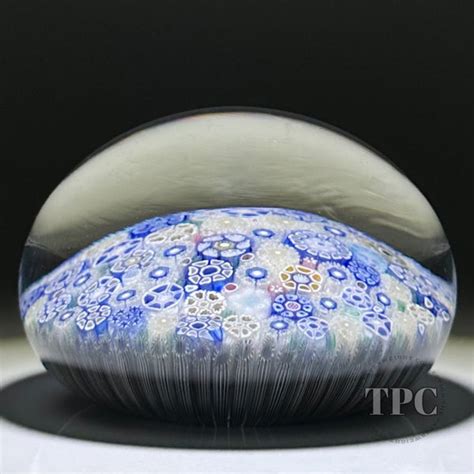 Jim Brown 2023 Glass Art Paperweight Blue Complex Closepack Millefiori