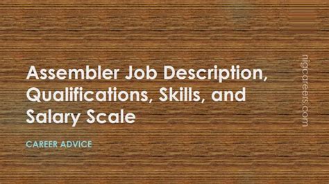 Assembler Job Description Skills And Salary