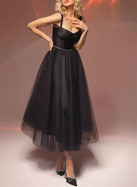 A Line Square Neckline Sleeveless Satintulle Homecoming Dresses Missacc