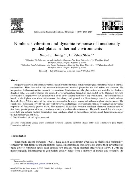 pdf free vibration and dynamic response of functionally graded plates