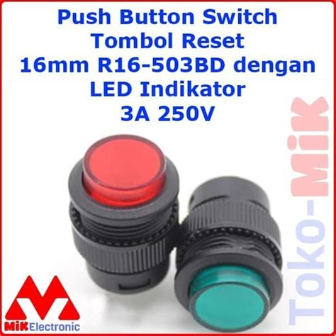 Jual Tombol Push Button On Saklar Switch Push On R16 503bd 16mm Led