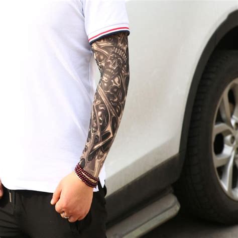 Atmungsaktive Arm Ärmeln 3D Tattoo Inschriften Son Vicedeal