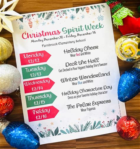 Christmas Spirit Week Freebie Spirit Week Christmas Spirit Holiday