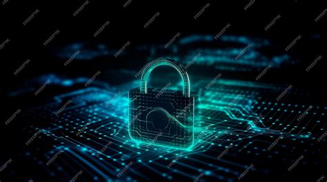 Cybersecurity Padlock Digital Lock On Technology Network Data Protection Generative Ai