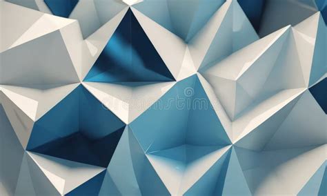Close Up View Geometric Pattern Composed White And Blue Triangles Creating Sense Depth And