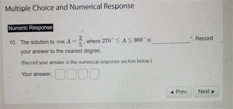 Solved Multiple Choice And Numerical Response Numeric