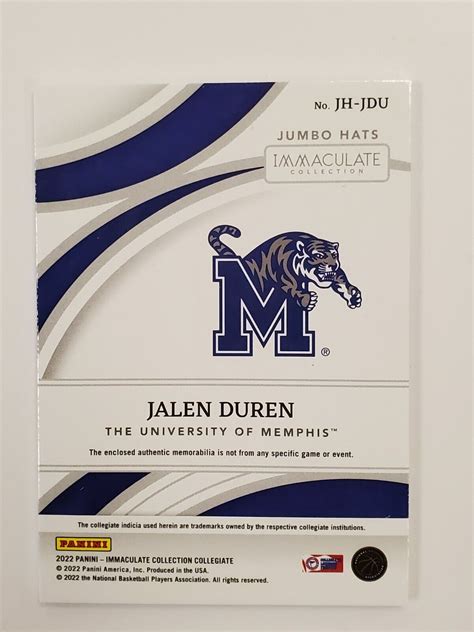 Mavin Jalen Duren 2022 Immaculate Rpa Rookie Hat Patch Rc 312