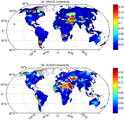 Area Weighted Connectivity Map Obtained Using A Grace And B Gldas