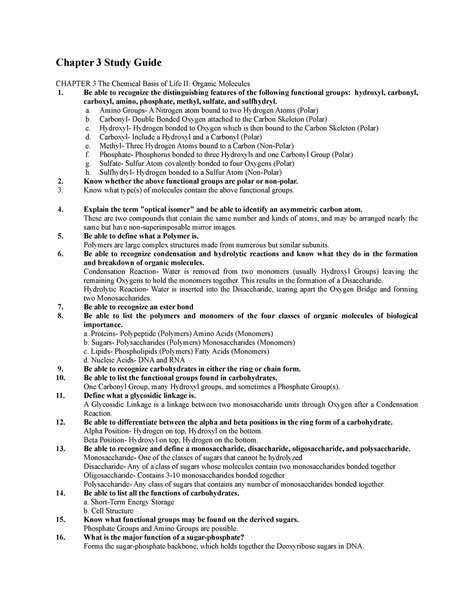 Biol224 Chapter 3 Study Guidecomplete Chapter 3 Study Guide Chapter