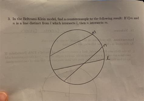 Solved 3 In The Beltrami Klein Model Find A Counterexample