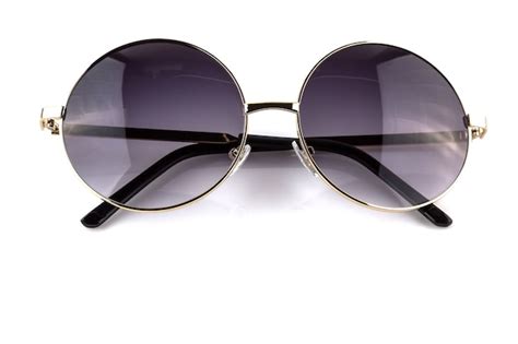 Premium Photo Round Golden Glasses Isolated On White Background