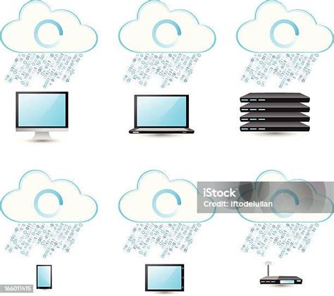 Binary Cloud Computing Icons Stock Illustration Download Image Now Binary Code Cloud