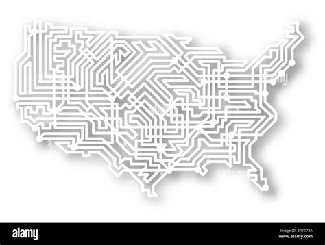 Editable Vector Illustrated Map Of The Usa With Background Shadow Made