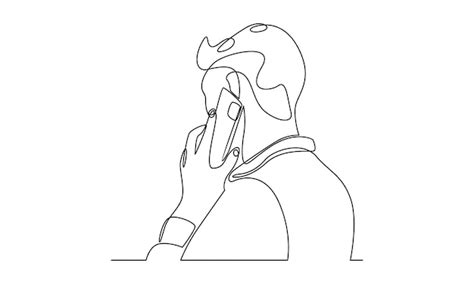 Premium Vector Continuous Line Drawing Of Man Talking On Mobile Phone
