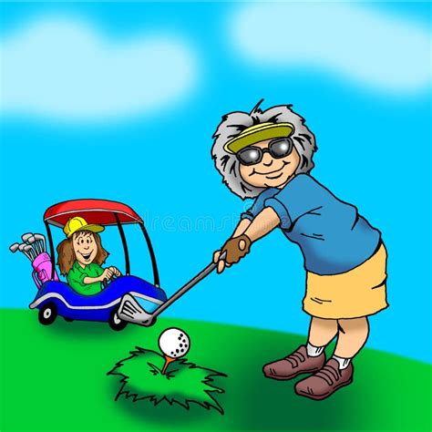 Cartoon Of Two Women Golfers Golf Clipart Stock Image Illustration