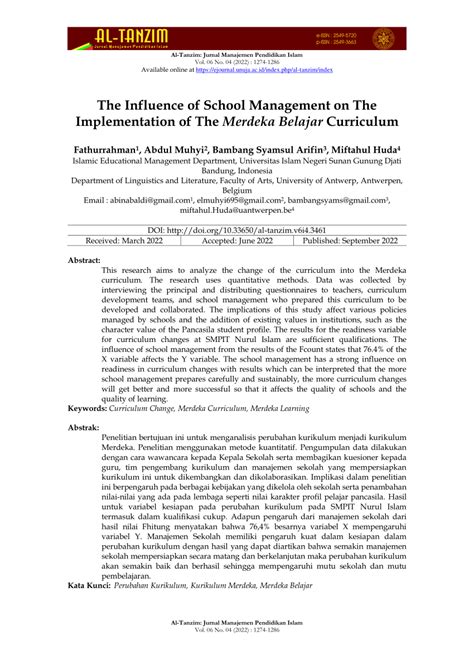 Pdf The Influence Of School Management On The Implementation Of The