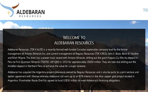 Regulus Spin Out Aldebaran Resources Starts Trading Nai 500