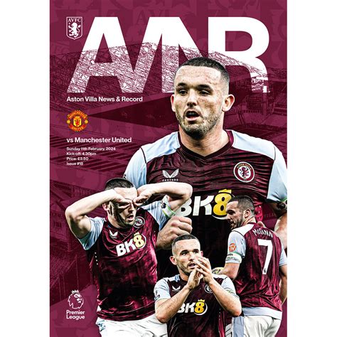 Aston Villa Vs Manchester United Matchday Football Programmes