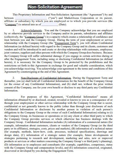 Free 10 Non Solicitation Agreement Samples In Pdf