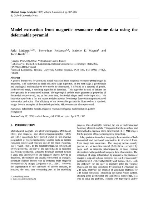 Pdf Model Extraction From Magnetic Resonance Volume Data Using The