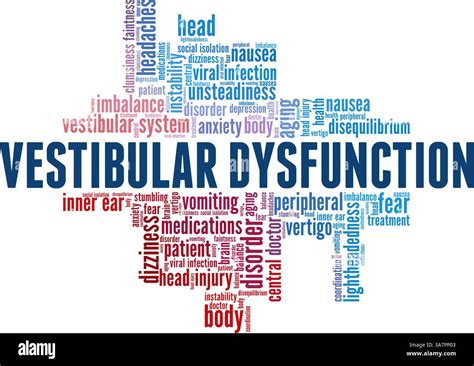 Vestibular Dysfunction Vector Illustration Word Cloud Isolated On White