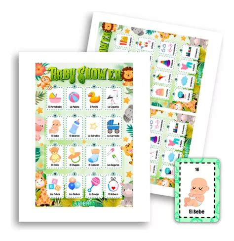 Lotería Baby Shower Niño Safari 200 Tablas Imprimibles Juego en venta