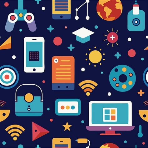 Tech Seamless Pattern Vector Art And Illustration Premium AI Generated Vector