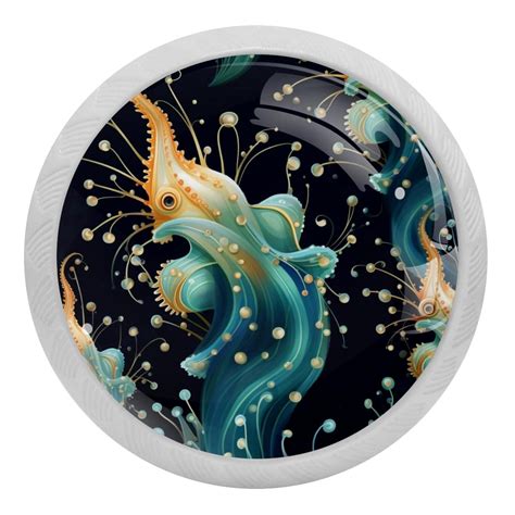 Sea Slug Pattern 4pcs Cabinet Knobs Pulls Fluorescent Drawer Handle