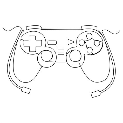 Single Line Continuous Drawing Of Game Controller Joysticks Or Gamepads