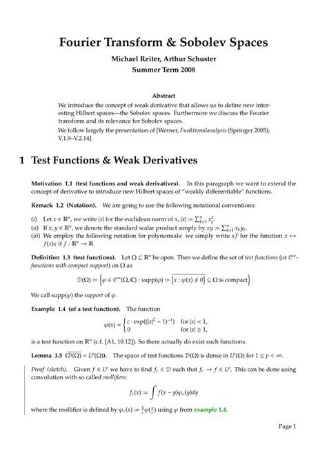 pdf fourier transform and sobolev spaces univie ac atstein lehre