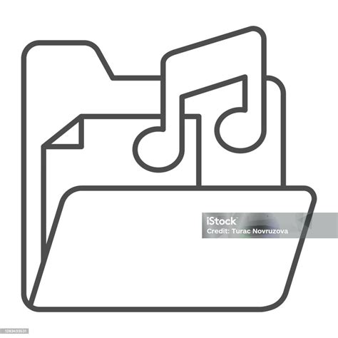 資料夾與音訊檔細線圖示 聲音設計概念 音樂資料夾標誌在白色背景 檔與音樂筆記圖示在大綱樣式的移動概念和網頁設計向量圖形向量圖形及更多mp3播放