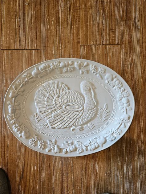 Large Turkey Platter Vintage Platter Ceramic Turkey Platter Made In