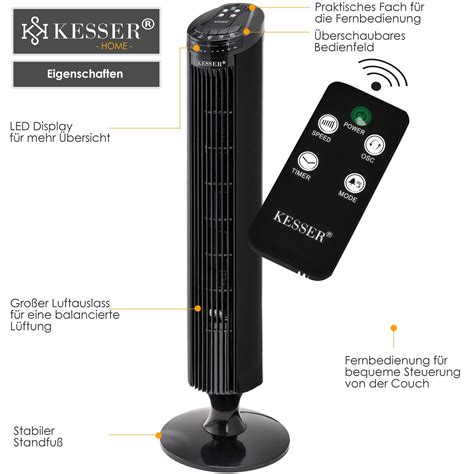 Kesser® Turmventilator Fernbedienung Ventilator Standventilator