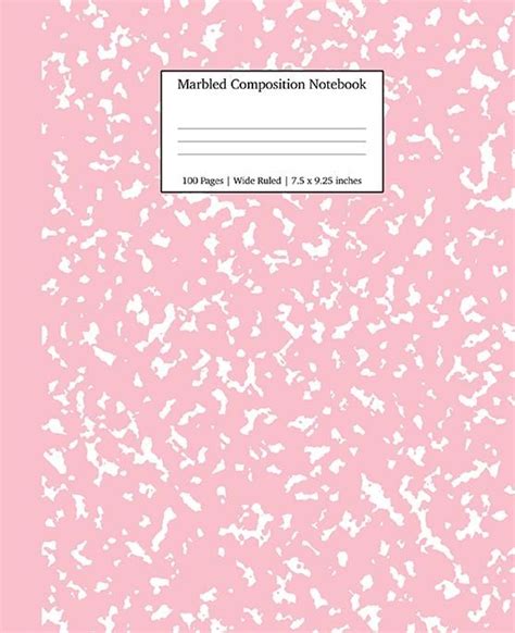 Marbled Composition Notebook Pink Marble Wide Ruled Paper