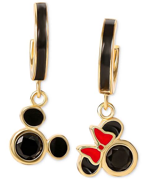 Disney Cubic Zirconia And Enamel Mickey And Minnie Mouse Dangle Mismatch