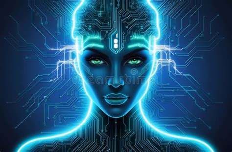 Digital Silhouette Of A Womanâ€™s Face Merging With Circuit Board