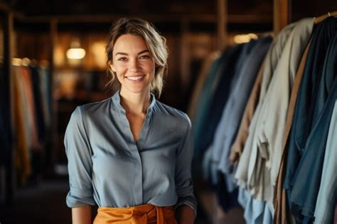 Premium Ai Image Young Business Woman Smiling While Standing Proudly