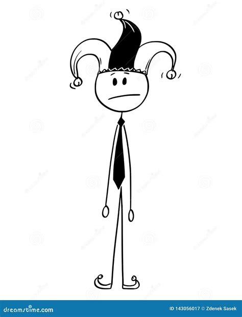 Cartoon Of Frustrated Man Or Businessman In Jester Or Fool Costume
