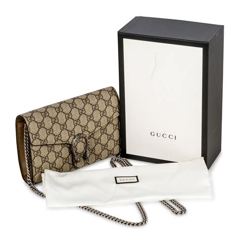 Gucci Gg Supreme Canvas Chain Wallet In Natural Lyst