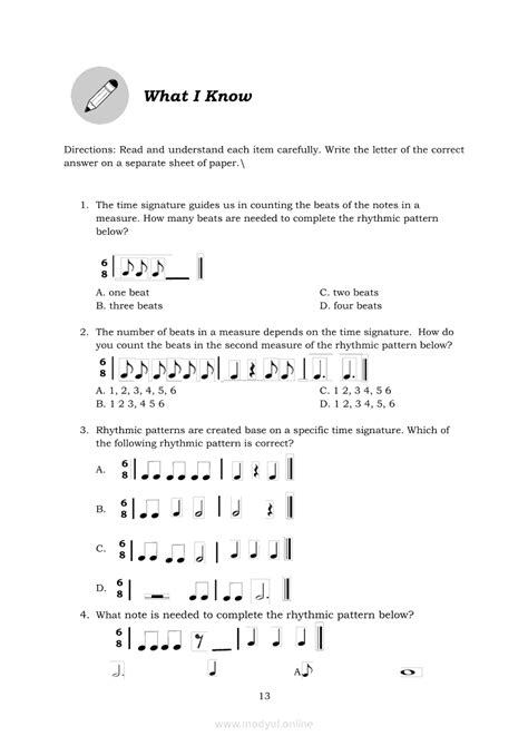 Music 6 Module 4 Creating Rhythmic Patterns Grade 6 Modules