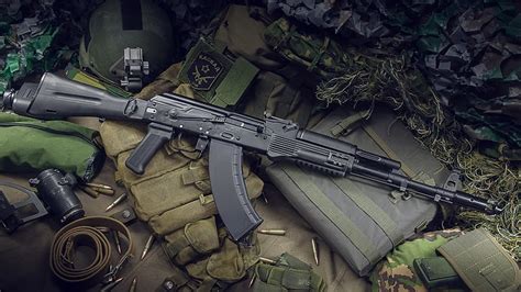 1360x768px Free Download Hd Wallpaper Black Rifle Weapons Machine Kalashnikov Assault