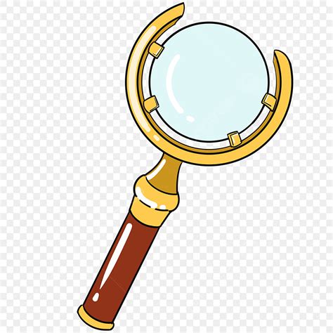 아름 다운 노란 돋보기 일러스트 손으로 그린 만화 유리 장식을 확대 그림 그림 손으로 그린 만화 돋보기 유리 장식을 확대 그린 Png 일러스트 및 Psd 이미지 무료