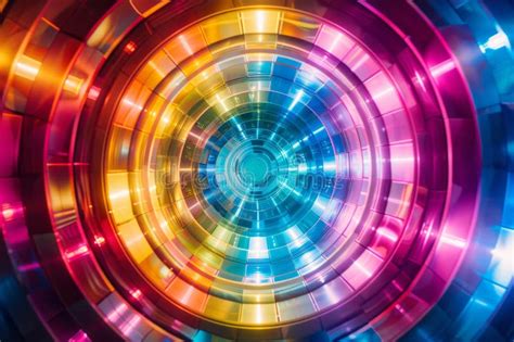 Colorful Abstract Light Patterns In A Beautiful Circular Design That Captivates The Eye Stock