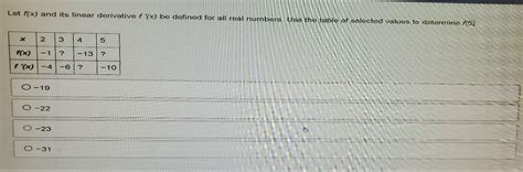 Let F X And Its Linear Derivative F′ X Be Defined
