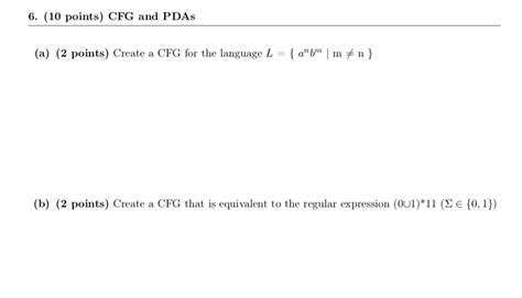 Solved Points CFG And PDAs A Points Create A Chegg Com