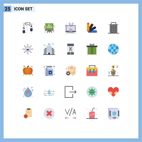 Pictogram Set Of 25 Simple Flat Colors Of Recycle Delete Management Swatch Pallete Editable