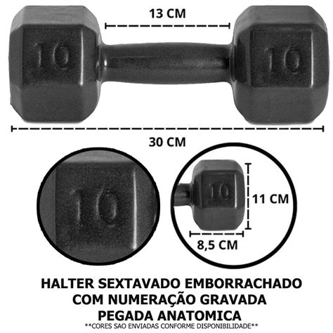 Halter 10kg Emborrachado Sextavado Unidade Famafit